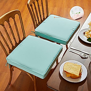 JMGBird Outdoor Chair Cushions 19 x 19 Inch, Set of 2 Outdoor Seat Cushions for Patio Furniture, Water Resistant Square Corner Seat Cushions for Garden Sofa Couch Chair Pads with Adjustable Straps