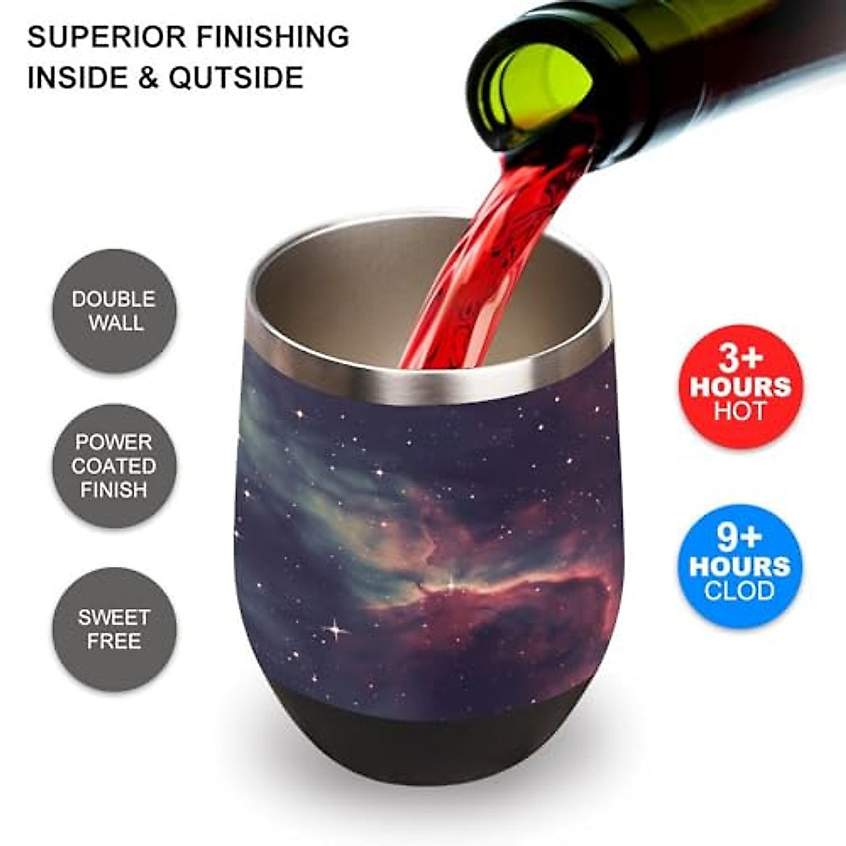 WYUSPGK 304 Stainless Steel Insulated Cup, Star Field Print Smooth Rim, Durable & Reusable - Perfect for Office, Home, And Travel