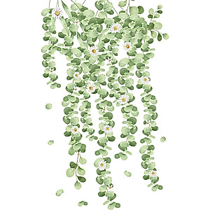 Hanging Vine Ivy Daisy Wall Decals Flower Wall Stickers Bedroom Living Room TV Wall Door Decor Murals (Hanging Vine Ivy Daisy)