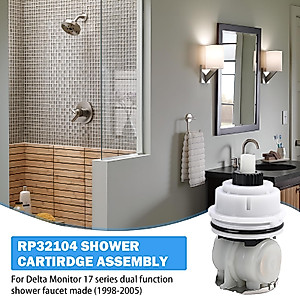 RP32104 Delta Shower Cartridge Replacement for Delta Monitor 17 Series (1998-2005) Dual Function Bath Tub and Shower Faucet Parts Delta Shower Faucet Cartridge Assembly