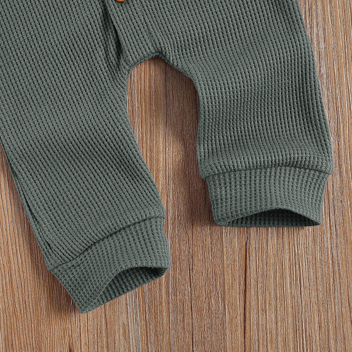 Kuriozud Newborn Unisex Baby Boy Girl Hoodie Romper Solid Long Sleeve One Piece Hooded Jumpsuit Waffle Outfit (Grey, 3-6 Months)