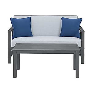 Signature Design by Ashley Fynnegan Outdoor Loveseat with Table, Gray
