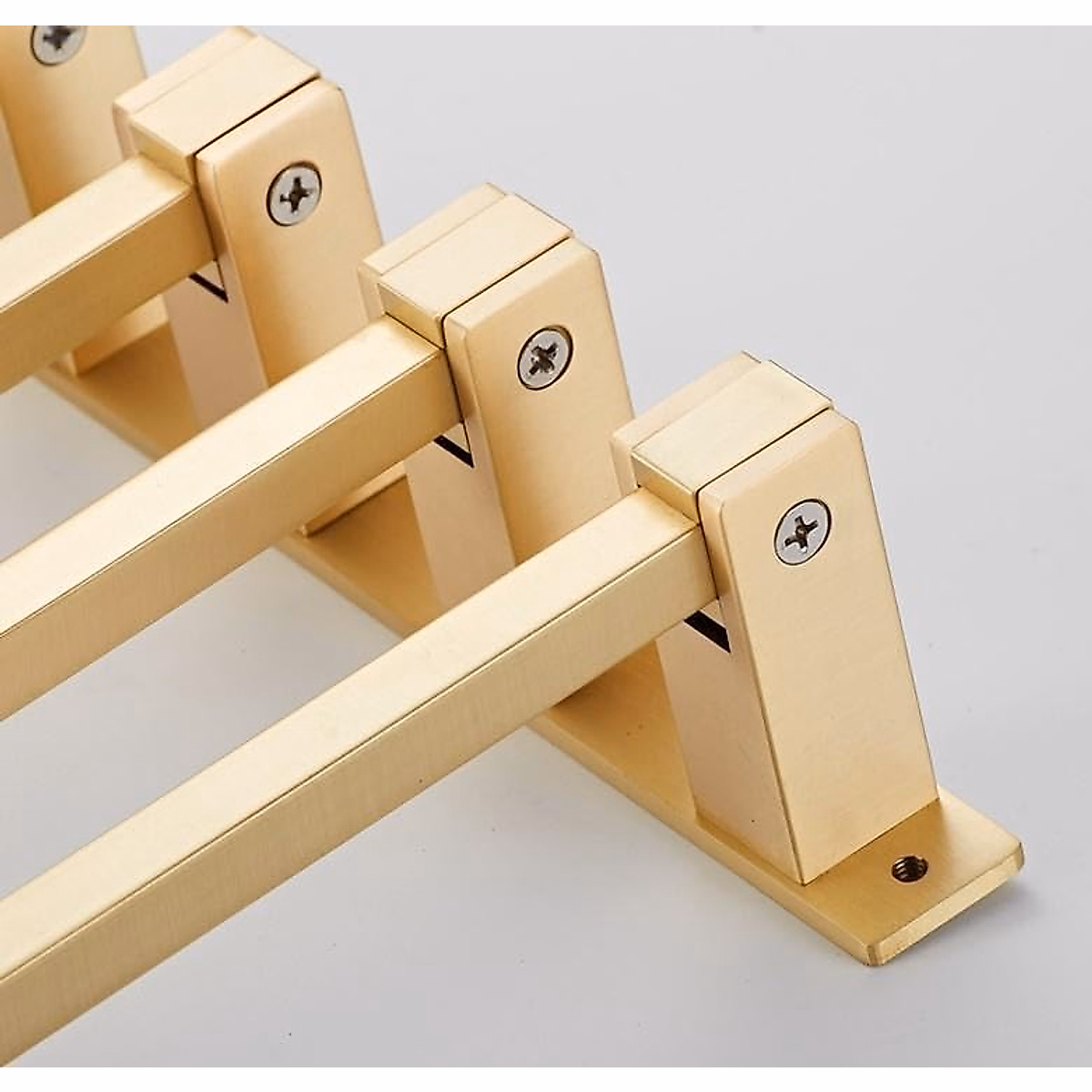 Swivel Towel Rack 3 Swing Arm Bathroom Towel Bar Wall Mounted Thick Brass Rustproof Hanging Holder Brushed Gold Finish Shower Room, Kitchen,Three