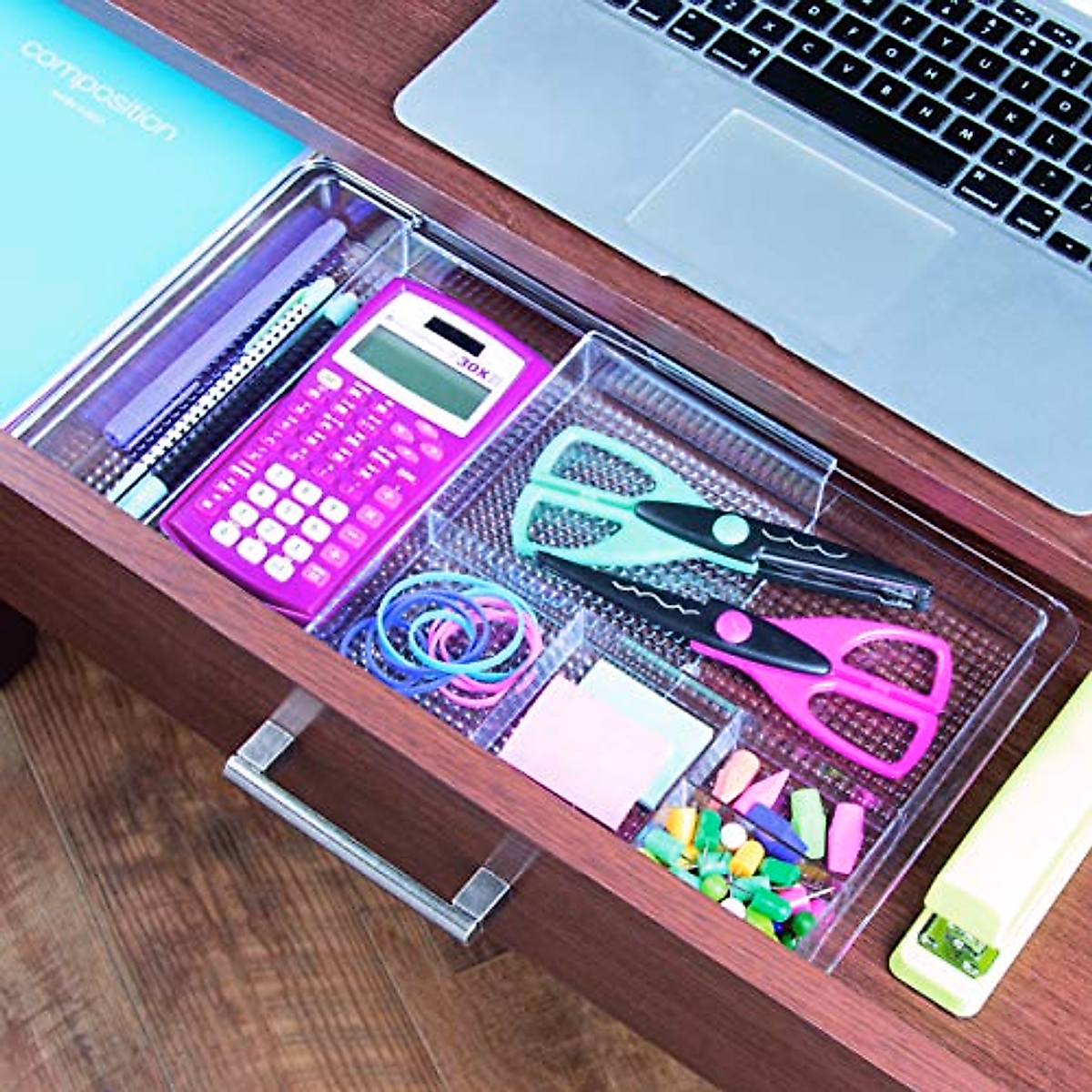 iDesign Expandable Vanity Drawer Organizer, The Clarity Collection – 11.25” to 18.5”, Clear