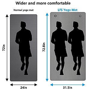 LFS Large Yoga Mat - 72"x 31.5" x 2/5 inch, Extra Wide and Extra Thick Non Slip Exercise & Fitness Yoga Mat with Band and Yoga Bag ，for All Types of Yoga Outdoor Practice, Pilates & Floor Workouts