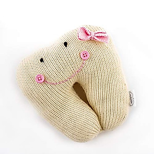 Mud Pie Knit Tooth Pillow, Pink, Small