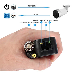 Video Balun, TYUMEN HD-CVI/TVI/AHD UTP Passive Video Balun with DC Power Connector and RJ45 UTP CAT5e/Cat6 Transmitter/Receiver, Including Lighting Protection, 1 Pair