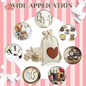 30 Pcs Small Gift Bags Heart Burlap Bags Drawstring Gift Pouch Wedding Favor Bags Candy Jewelry Gift Wrap Bags for Birthday, Wedding, Baby Shower Valentine's Day Party Supplies 4.3 x 7.1 In