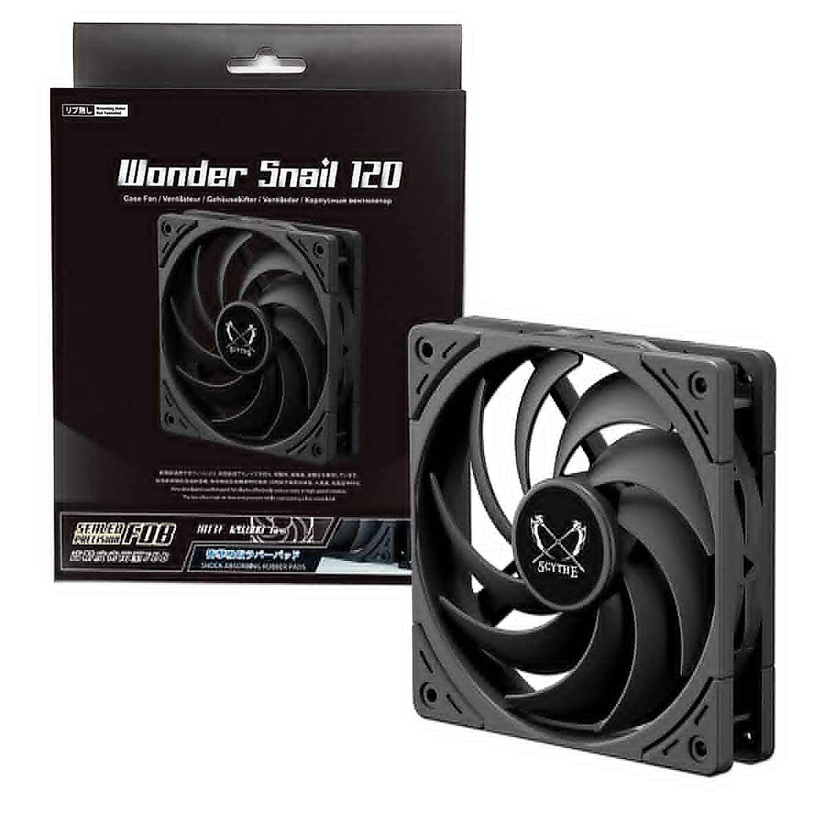 Scythe Wonder Snail 120 PWN - 2400 RPM, 120mm x 25mm Static Pressure Optimized High-Performance Computer Case Fan, Fluid Dynamic Bearing, 4-Pin Connector, Single Pack, Black