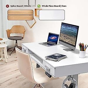 SHW 48-Inch Electric Height Adjustable Desk with Keyboard Tray and Two Drawers