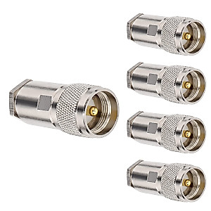 PL259 Coax Connectors, 5-Pack PL-259 UHF Male Clamp Connector PL259 UHF Plug Male RF Coax Connector for LMR400/RG8/RG8U/KMR400/Belden 9913/7D-FB Cable
