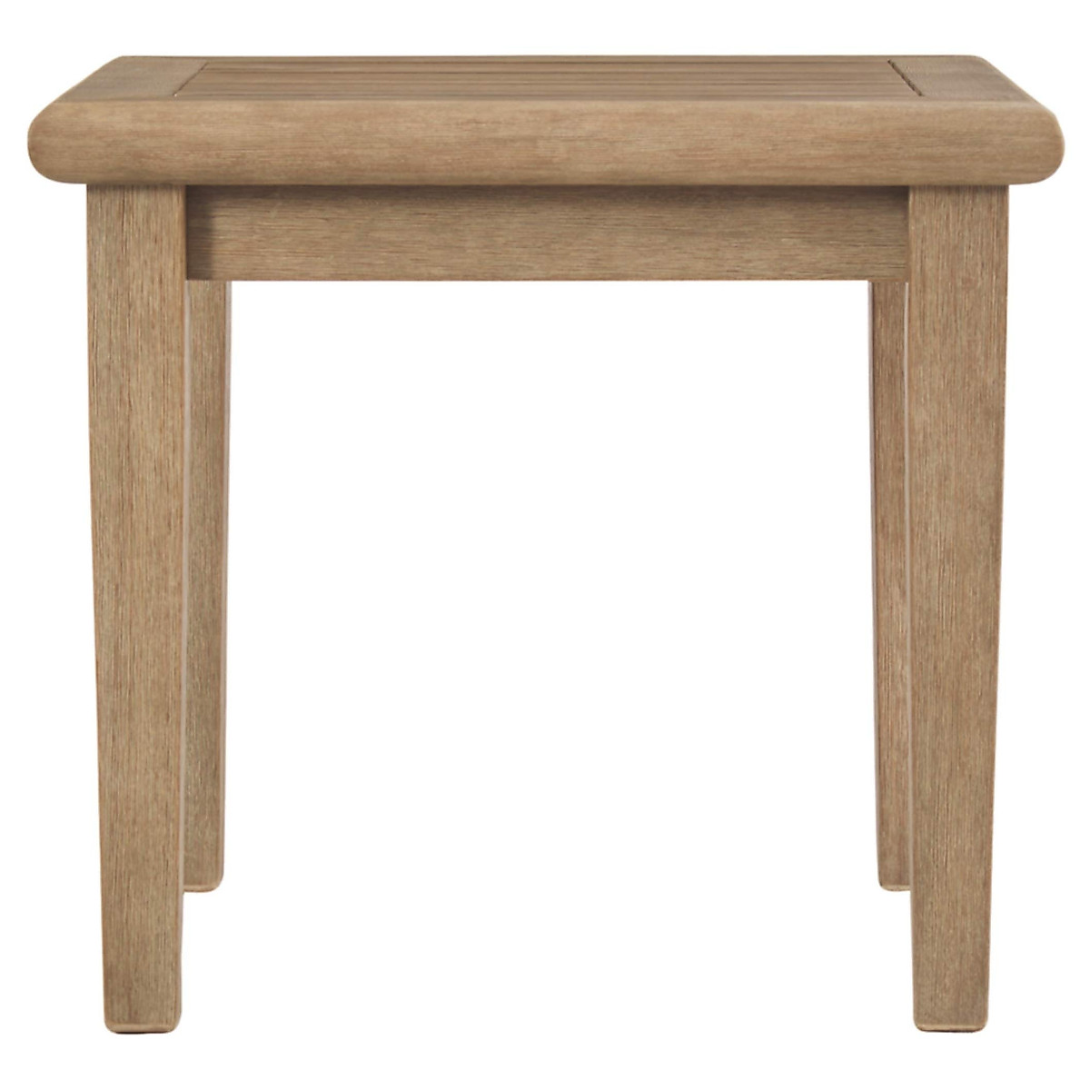 Signature Design by Ashley Gerianne Outdoor Eucalyptus Wood Square End Table, Beige