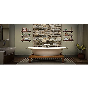 Ty Creations Wall Mounted Floating Shelves Set of 3, Rustic Wood Decorative Wall Storage Shelves with Metal L Bracket for Kitchen, Livingroom, Bedroom, Bathroom and Office