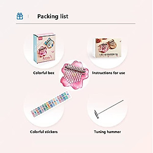 10 Keys Finger Piano Mini Kalimba Thumb Piano Acrylic Material Cute Bear Cherry Shape Mini Musical Instrument Portable Suitable for Beginners (Cherry blossom deer)