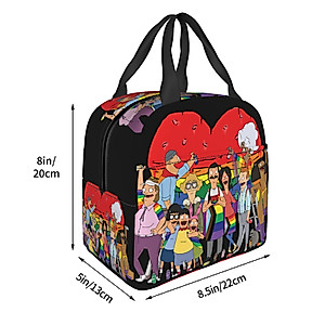 ORPJXIO Lunch Bag Bob's Anime Burgers Reusable Lunch Box Portable Insulated Lunch Tote for Outdoor Picnic Office 8.5 X 8 X 5in