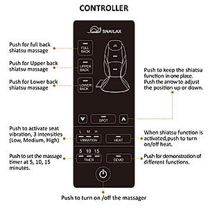 Snailax Shiatsu Massage Cushion with Heat Massage Chair Pad Kneading Back Massager for Home Office Seat use