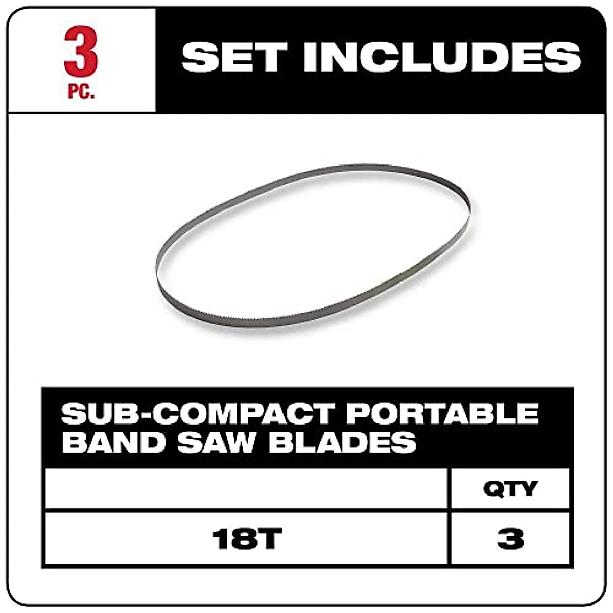 Milwaukee 48-39-0572 Sub-Compact Portable Band Saw Blades, 27-Inch 18TPI, 3 Blades per Pack, 3 Pack (9 Blades Total)