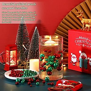 150 Pieces Vase Filler Faux Pearls Vase Makeup Beads No Hole Gloss Pearl Beads Mixed Sizes Round Pearls for Vase Home Party Wedding Decor, 8/14/20 mm (Green)