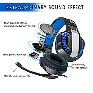 SVYHUOK Gaming Headset for Xbox One,PS4,PC,Laptop,Tablet with Mic,Pro Over Ear Headphones,Noise Canceling,USB Led Light,Stereo Bass Surround for Kids,Mac,Smartphones