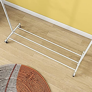 ZGEHCO Clothes Rack with Wheels and Storage,Free Standing Clothing Rack for Hanging Clothes with Shelves,Portable Rolling Metal Garment Rack Organizer,Drying Rack Clothing,Coat Hanger White