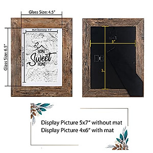 Califortree Rustic Brown 5x7 Picture Frame - Display Photos 4x6 with Mat or 5x7 Without Mat - HD Glass Inside, Horizontal and Vertical Display Frames for Wall and Tabletop - 1 Pack