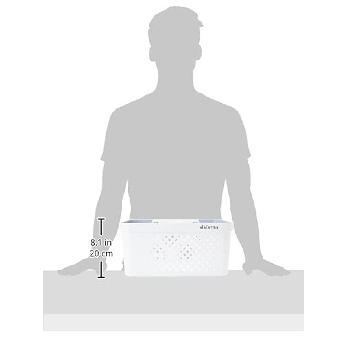 Sistema Stack 'n' Nest Basket-18.5 Litre, White/Grey, 40.8 x 28.8 x 18.9 cm