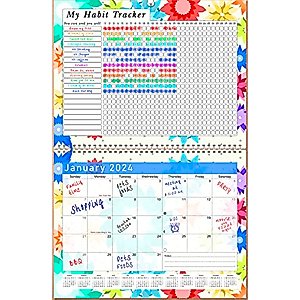 2024 Monthly Desktop/Wall Calendar/Planner - Habit Tracker - Daily, Weekly & Monthly Goal Motivational Habit Tracking Journal Inspirational - (Edition #01)
