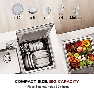 FOTILE SD2F-P5 3-in-1 In-Sink Dishwasher & Kitchen Sink Combo with 360° Cleaning, Produce Wash, Child Lock, Energy Efficient for Space-Saving Hygienic Kitchen Solutions (Dishwasher on the Right)