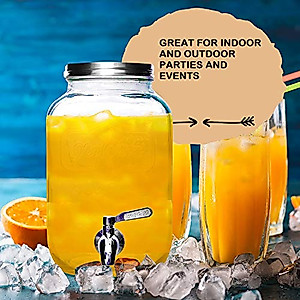 2 Gallon Glass Beverage Dispenser with Metal Spigot - Yorkshire Mason Jar Glassware with Wide Mouth Metal Lid - Great for Sun Tea, Iced Tea, Kombucha Fermenting, Juice, Beer, Wine and Liquor
