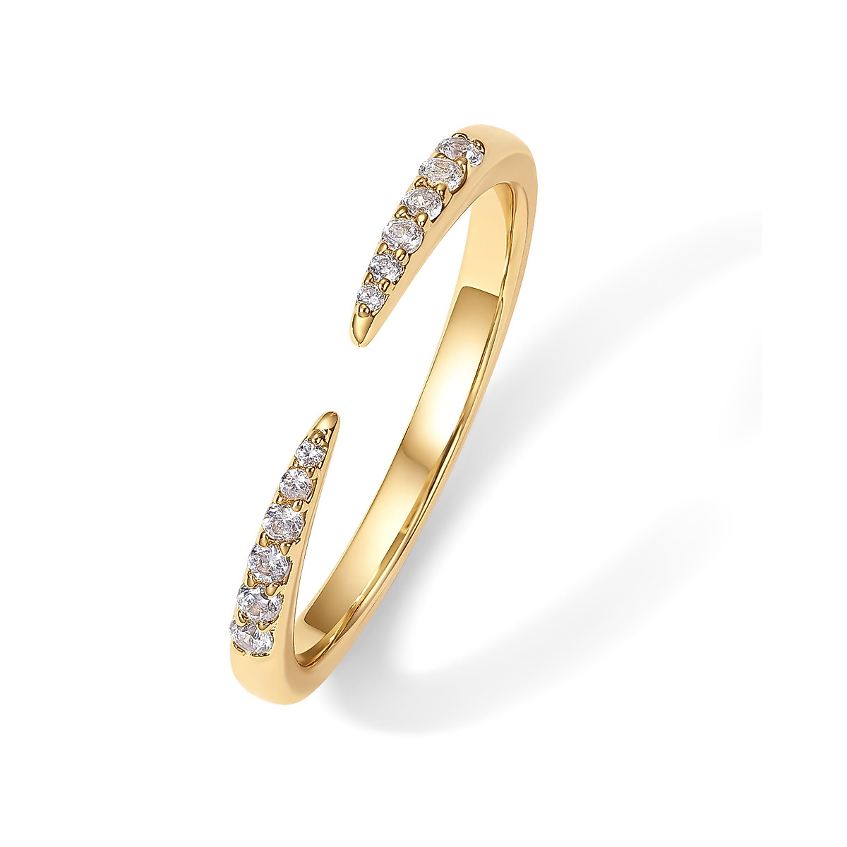 PAVOI 18K Yellow Gold Plated Open Eternity Ring | Cubic Zirconia Stacking Bands for Women | Dainty Stackable Rings for Women | Size 5