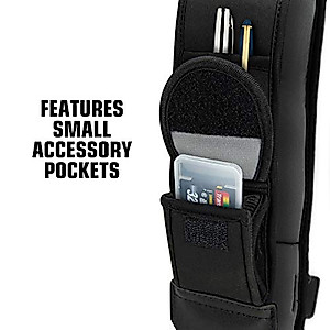 USA GEAR Camera Sling Shoulder Strap with Adjustable Neoprene, Safety Tether, Accessory Pocket, Quick Release Buckle - Compatible with Canon, Nikon, Sony and More DSLR and Mirrorless Cameras (Black)