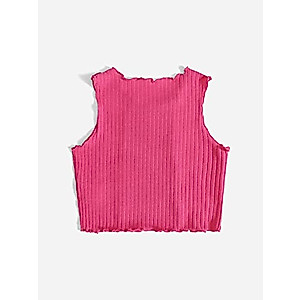 SOLY HUX Girls Colorblock & Floral Print Ribbed Knit Tank Top Cute Clothes Fashion 2023 White and Pink 10Y