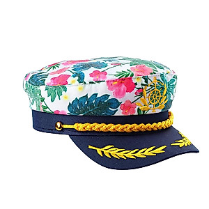 Tropical Sailor Captain Hat - Hawaiian Luau Party Cruise Yacht Accessory for Men, Women and Kids