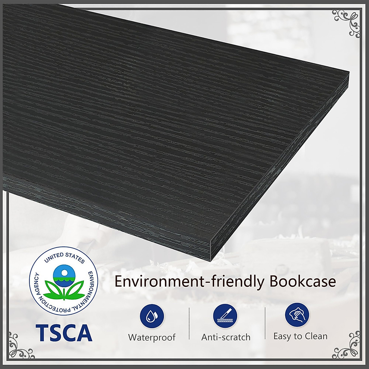 Tajsoon 9 Tier Tree Bookshelf, Tree Bookcase with Drawer, Floor Standing Book Storage Shelf, Modern Book Organizer for Bedroom, Living Room, Home Office, Black