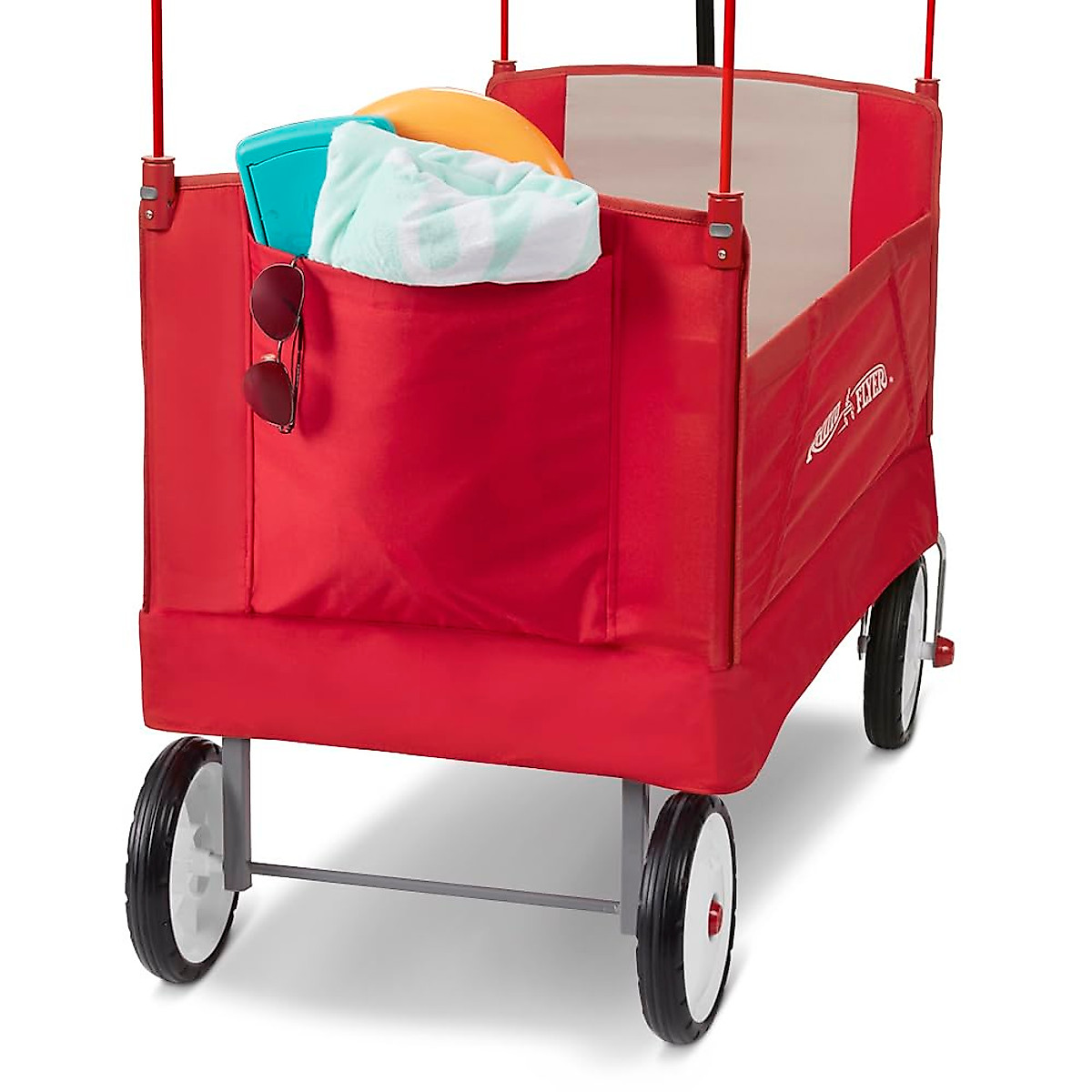 Radio Flyer 3957A EZ Wagon with Canopy, Folding Trolley for Kids, Garden and Cargo cart, Ages 1.5+, Red