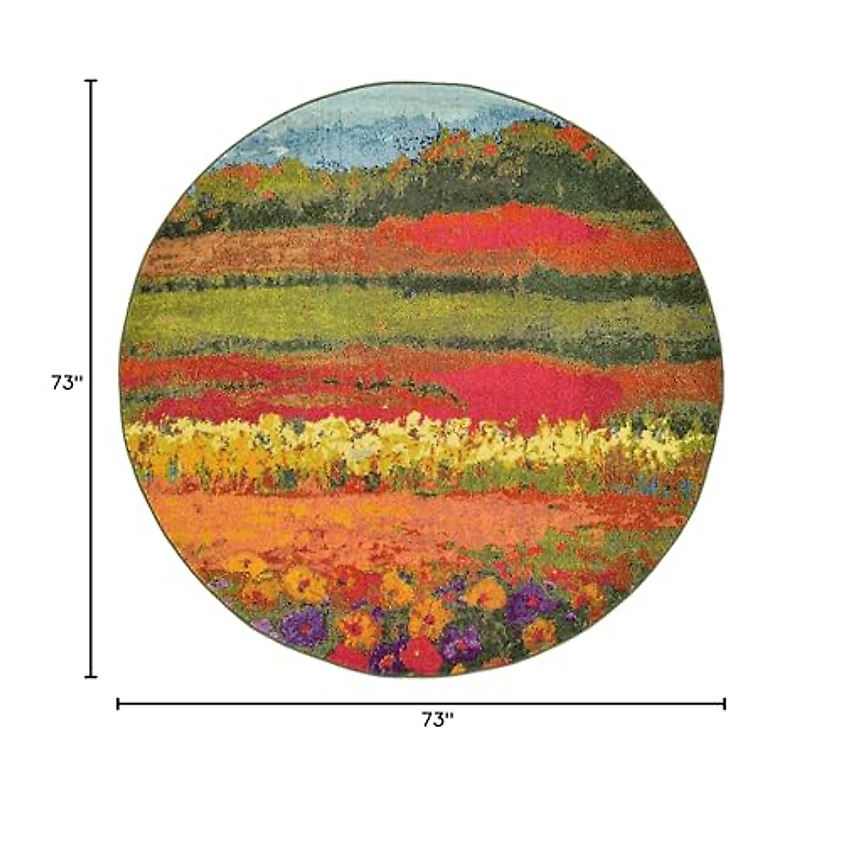 Unique Loom Estrella Collection Floral, Landscape, Abstract, Modern, Fields Area Rug, 6' 1" x 6' 1", Multi/Green