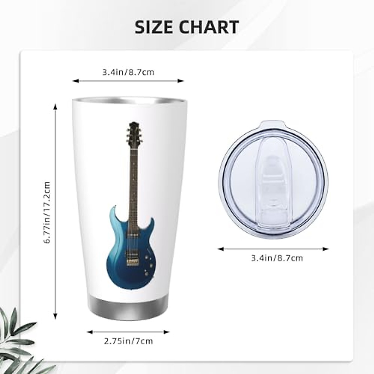 jshmgchw 3d Nice Guitar 20oz Tumbler, Car Cup With Lid And Straw, Spill-Proof, Stainless Steel Double Wall Vacuum Insulated Reusable Coffee Travel Mug, For Cold Drinks, Hot Beverage