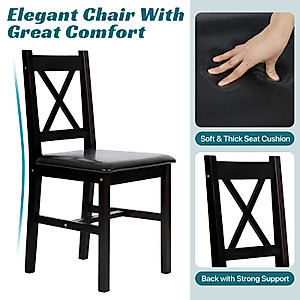 Dkelincs Dining Table Set for Small Space, 3 Peices Wood Kitchen Dinette Table with 2 Chairs, Modern Counter Height Dining Room Table for Kitchen,Dining Room, Restaurant, Dark Brown