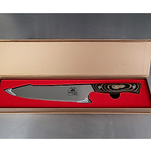 Miguel Raya's COOKING WITH FIRE 8 Inch Chef's Knife High Carbon 7Cr17MoV Stainless Steel With Pakkawood Handle Multipurpose Chef Knives For Home Kitchen, Camping and Outdoor BBQ