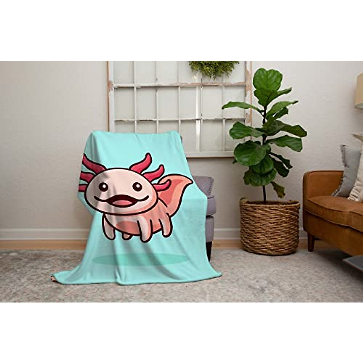 Cartoon Axolotl Throw Blanket,Flannel Super Soft Extra Warmest Bed Blankets, Lightweight Sofa Blanket,Cute Animals Fish,40"x50"