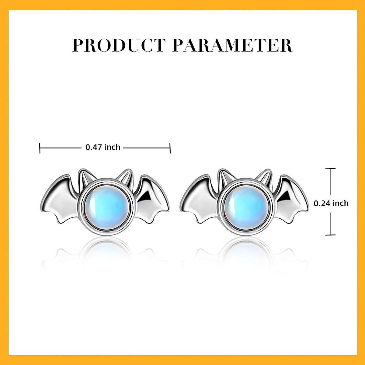 Halloween Moonstone Bat Earrings Sterling Silver Vampire studs for Women Hypoallergenic Piercing Stud for Sensitive Ears Fashion Gothic Jewelry