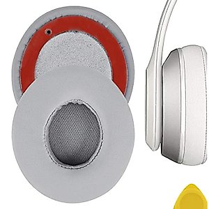 Geekria QuickFit Replacement Ear Pads for Beats Solo 2 Wireless, Solo2.0 Wireless (B0534) On-Ear Headphones Earpads, Headset Ear Cushion Repair Parts (Grey)