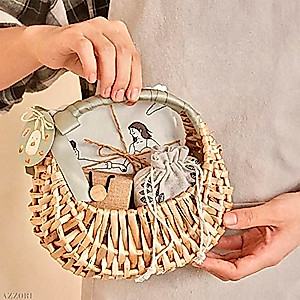 2Pcs Small Wicker Basket with Handle - Flower Girl Baskets for Weddings Rattan Basket Wedding Gift Flower Basket - Wicker Baskets Decorative Baskets for Home Decor Willow Basket Wicker Storage Basket