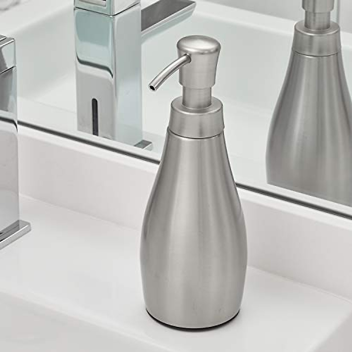 iDesign Avery Brushed Stainless Steel Refillable Soap Dispenser - 3.01" x 3.8" x 8.2"