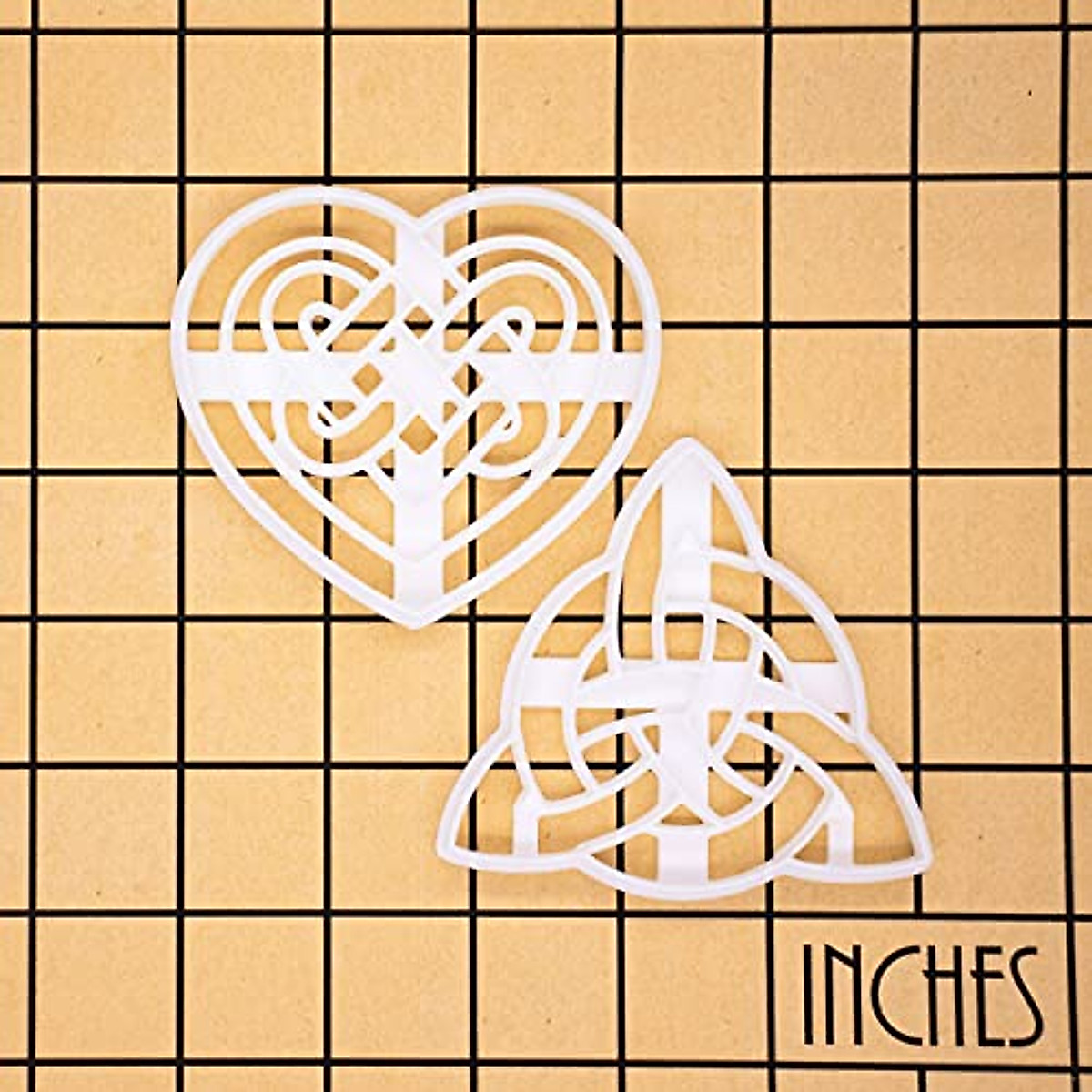 Set of 2 Celtic Triquetra cookie cutters (Designs: Celtic Heart and Triquetra), 2 pieces - Bakerlogy