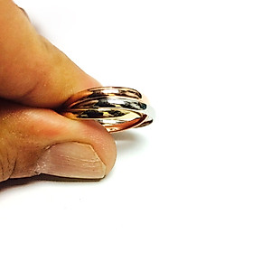 Jewelry Affairs 14K Gold Trinity Tri-Color Hollow Rolling Ring, Size 8