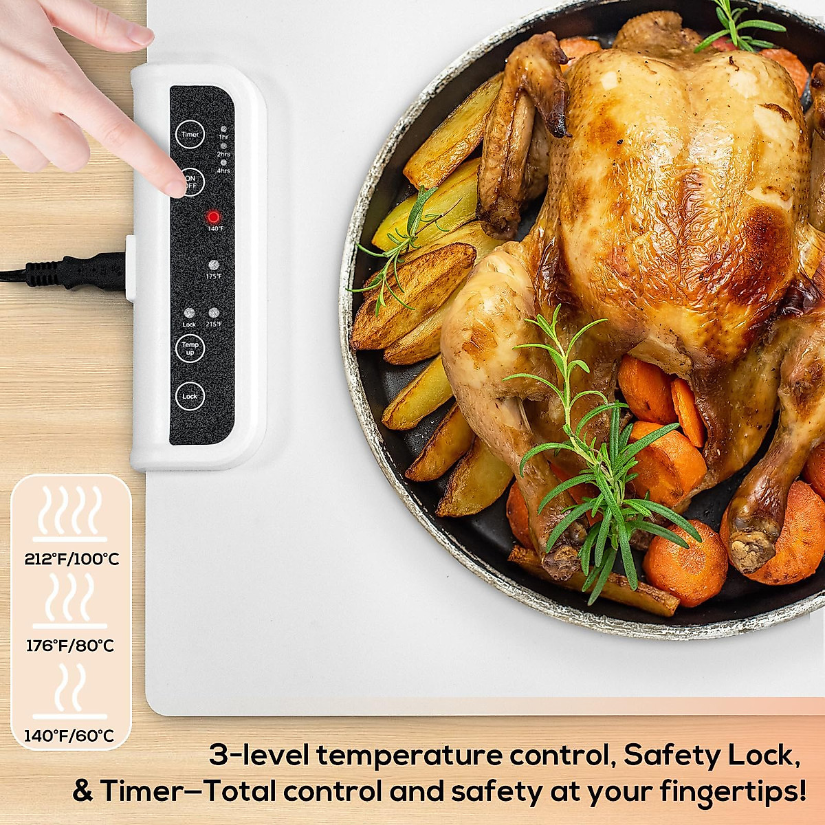 Tempmaster Adjustable Warming Tray, Temp Master Warming Tray, Tempmaster Warming Mat, Tempmaster Warming Tray, Multi-Function Hot Food Warming Pad, Food Warming Mat for Kitchen (Blue Gray, Large)