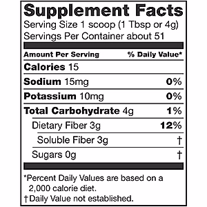 NutriSOURCE Fiber Supplement Powder-Flavor Unflavored Calories 15 / 1 tbsp (4 g) Style Powder Packaging 7.2 oz (205 g) Can - Each 1