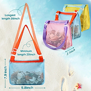 CLAPET Mesh Beach Bag for Kids Sand Toys, 3 Pack Shell Collecting Bag for Beach Toys Seashell Swimming Accessories for Boys Girls Toddler (Only Bags)