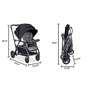 Joovy Caboose S Stroller, Stand on Tandem, Premium Sit and Stand, Black Melange